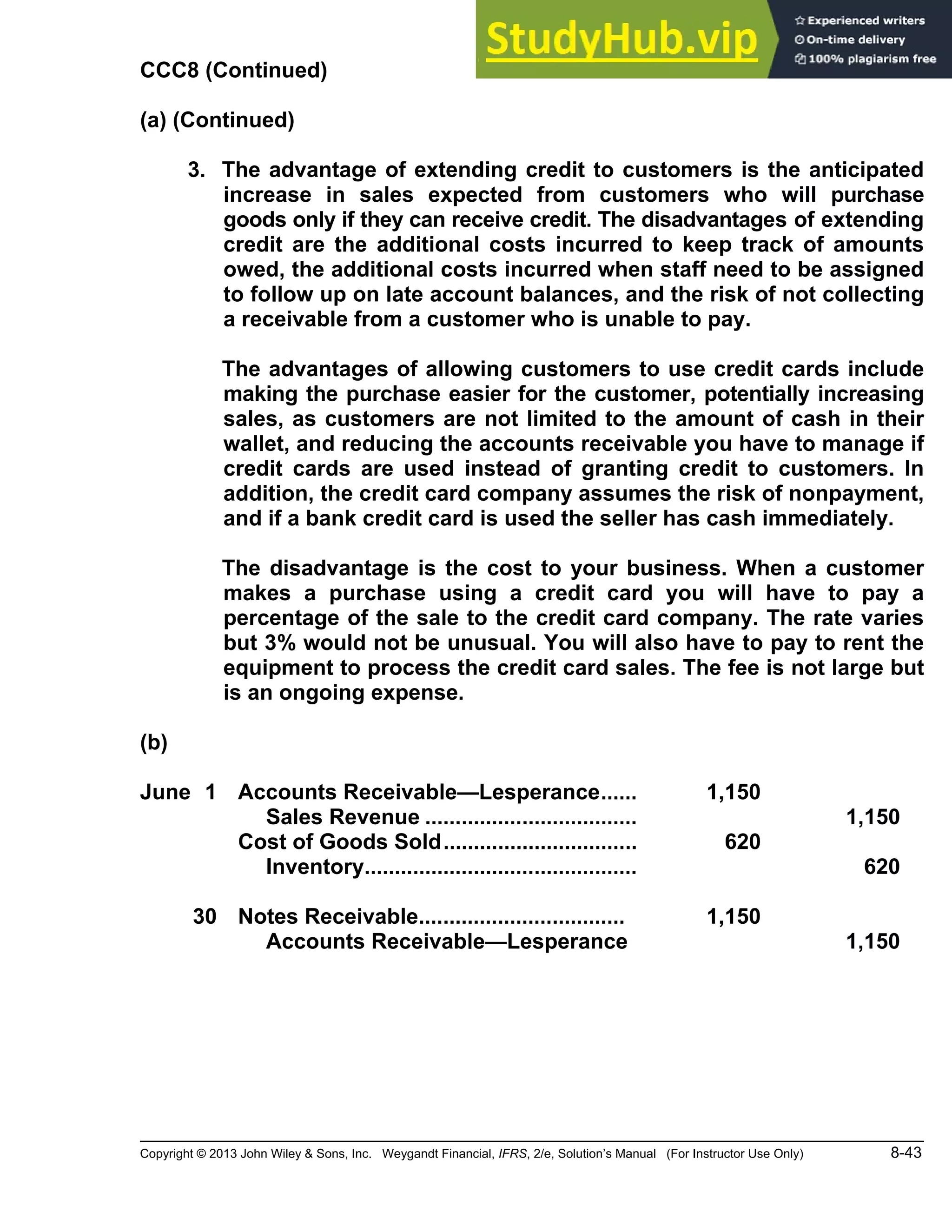 Accounting for Receivables ASSIGNMENT CLASSIFICATION TABLE Learning ...