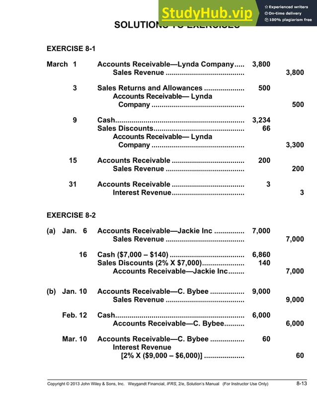 Accounting for Receivables ASSIGNMENT CLASSIFICATION TABLE Learning Objectives Questions Brief ...