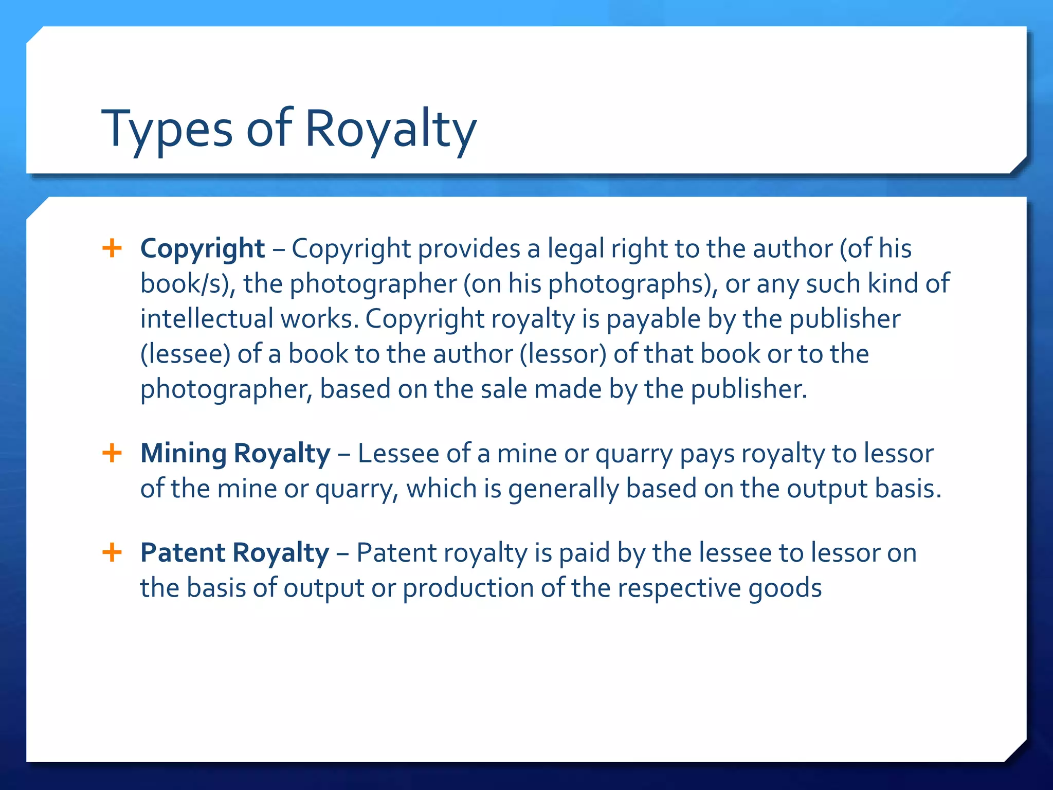 Accounting for royalties | PPTX