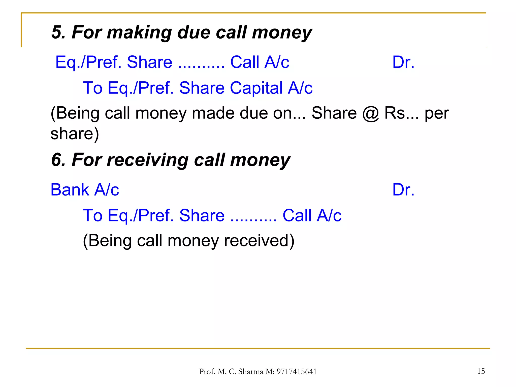 Accounting for share capital | PPT