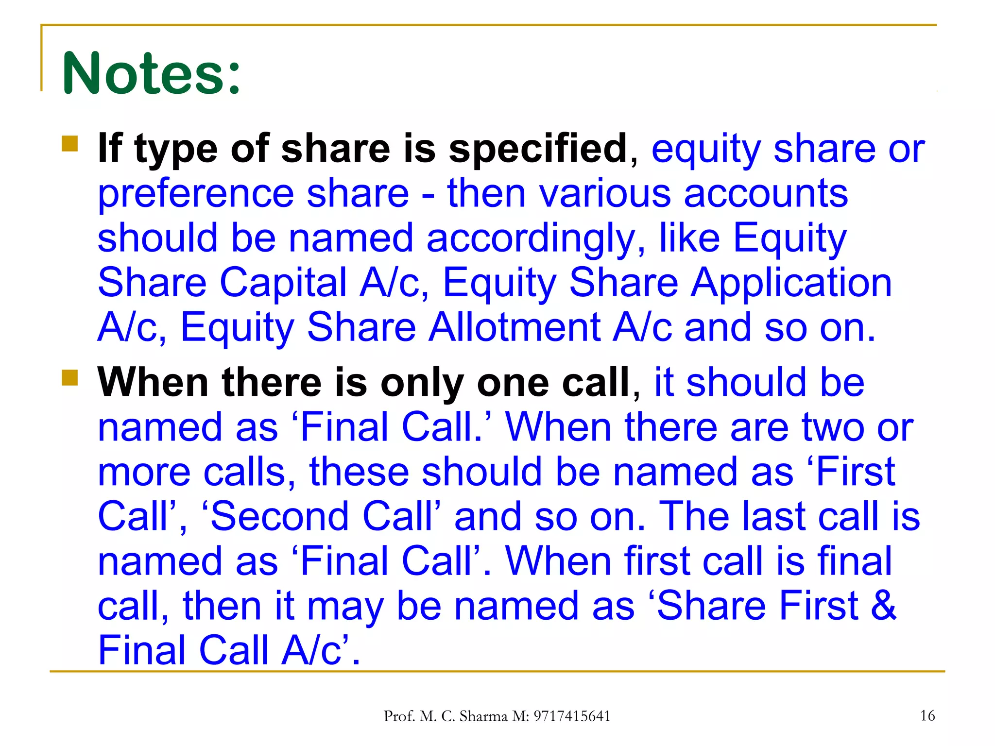 Accounting for share capital | PPT