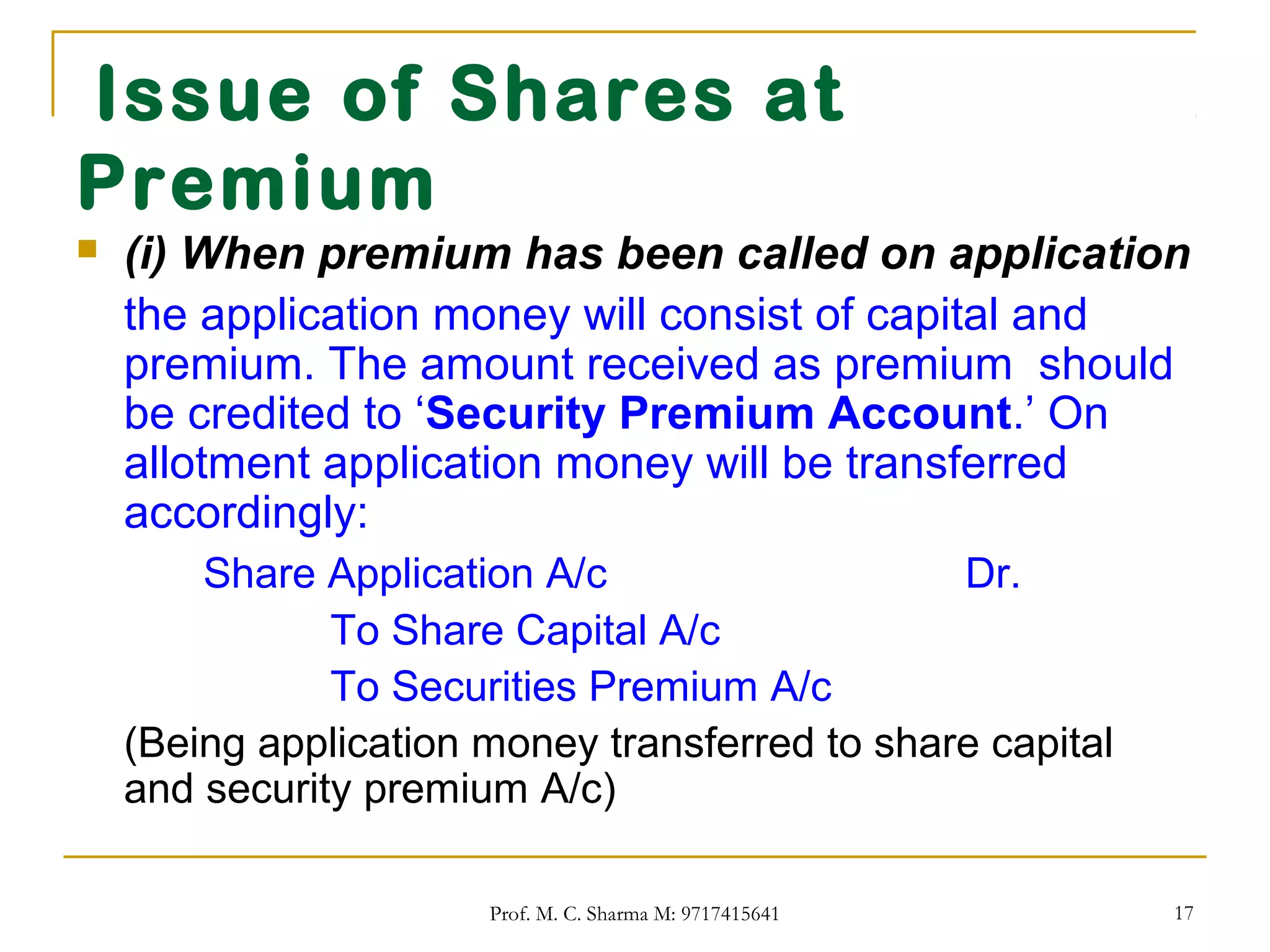 Accounting for share capital | PPT