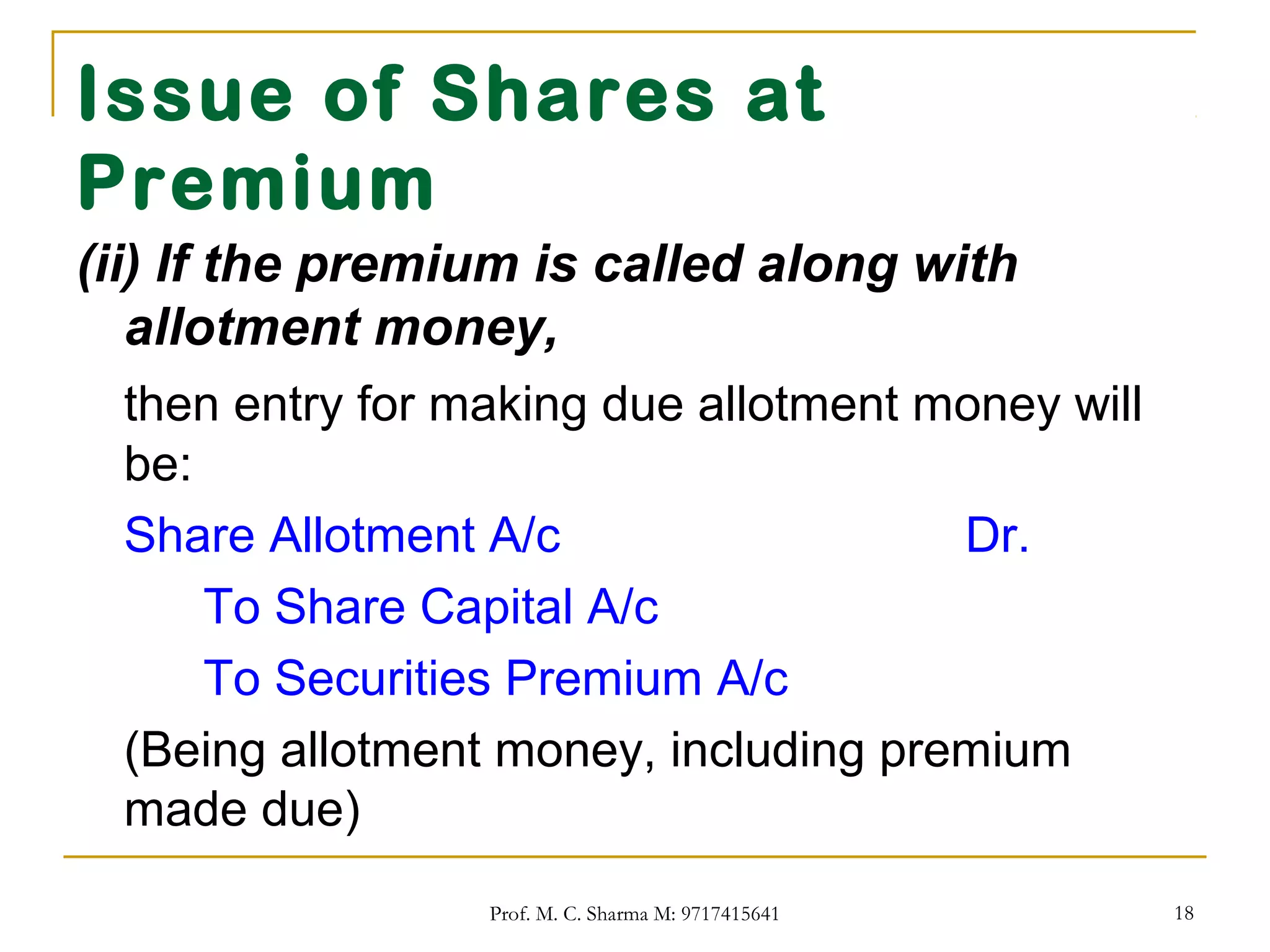 Accounting for share capital | PPT
