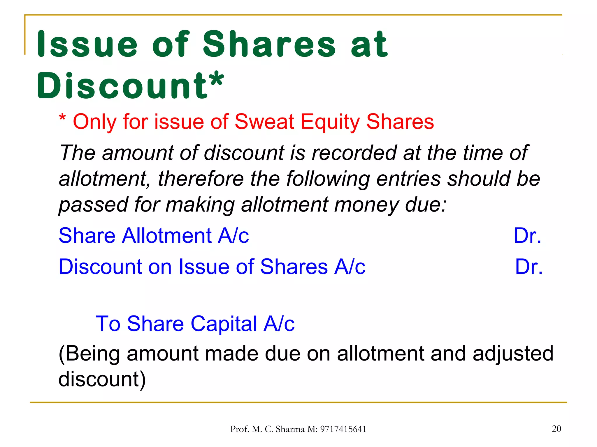 Accounting for share capital | PPT