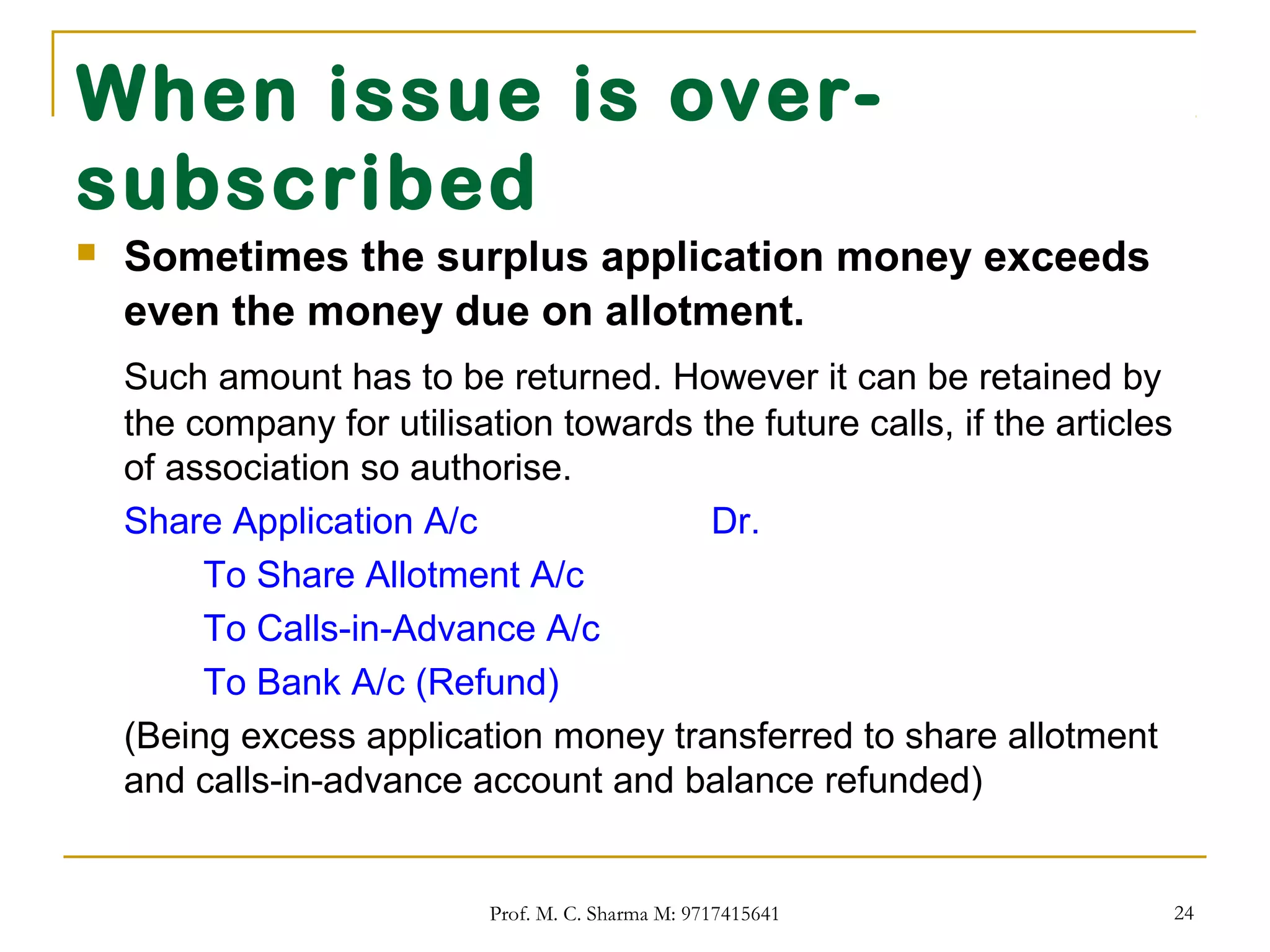 Accounting for share capital | PPT