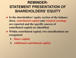 ACCOUNTING FOR SHAREHOLDERS EQUITY ..ppt