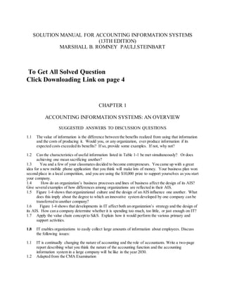 Accounting information systems 13th ed . | DOCX