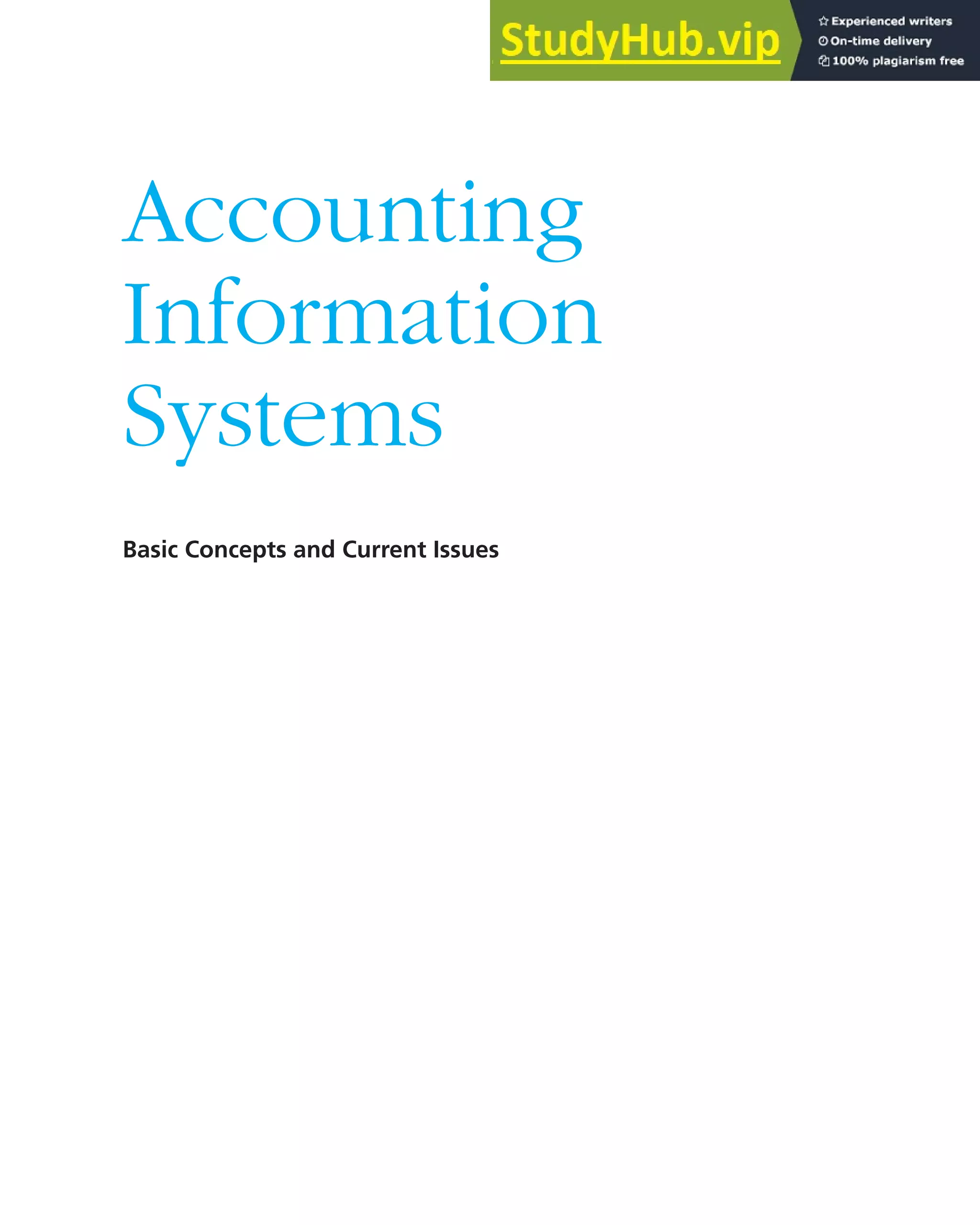 Accounting Information Systems Basic Concepts And Current Issues | PDF