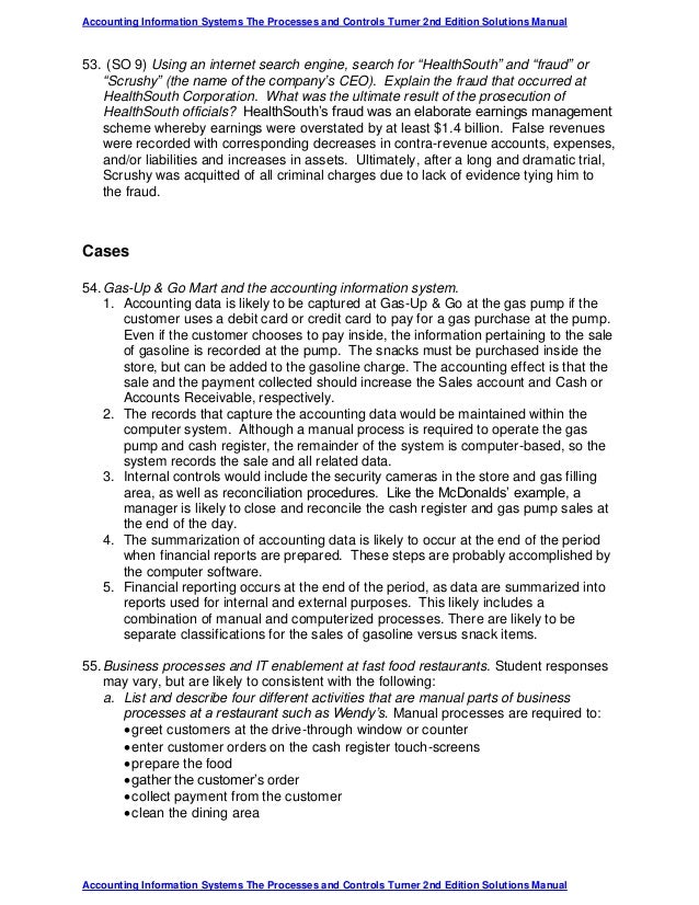 Accounting Information Systems The Processes And Controls Turner 2nd
