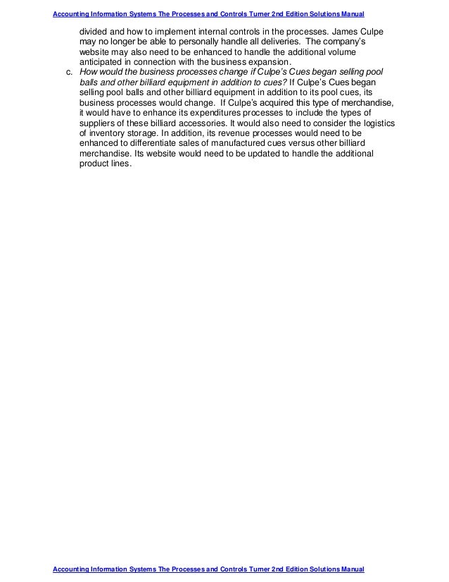 Accounting Information Systems The Processes And Controls Turner 2nd