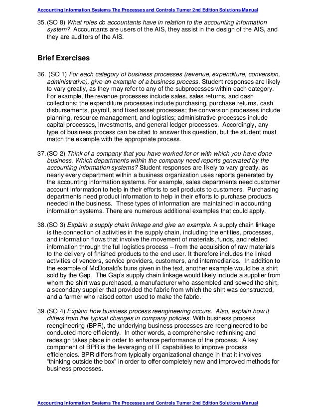 Accounting Information Systems The Processes And Controls Turner 2nd