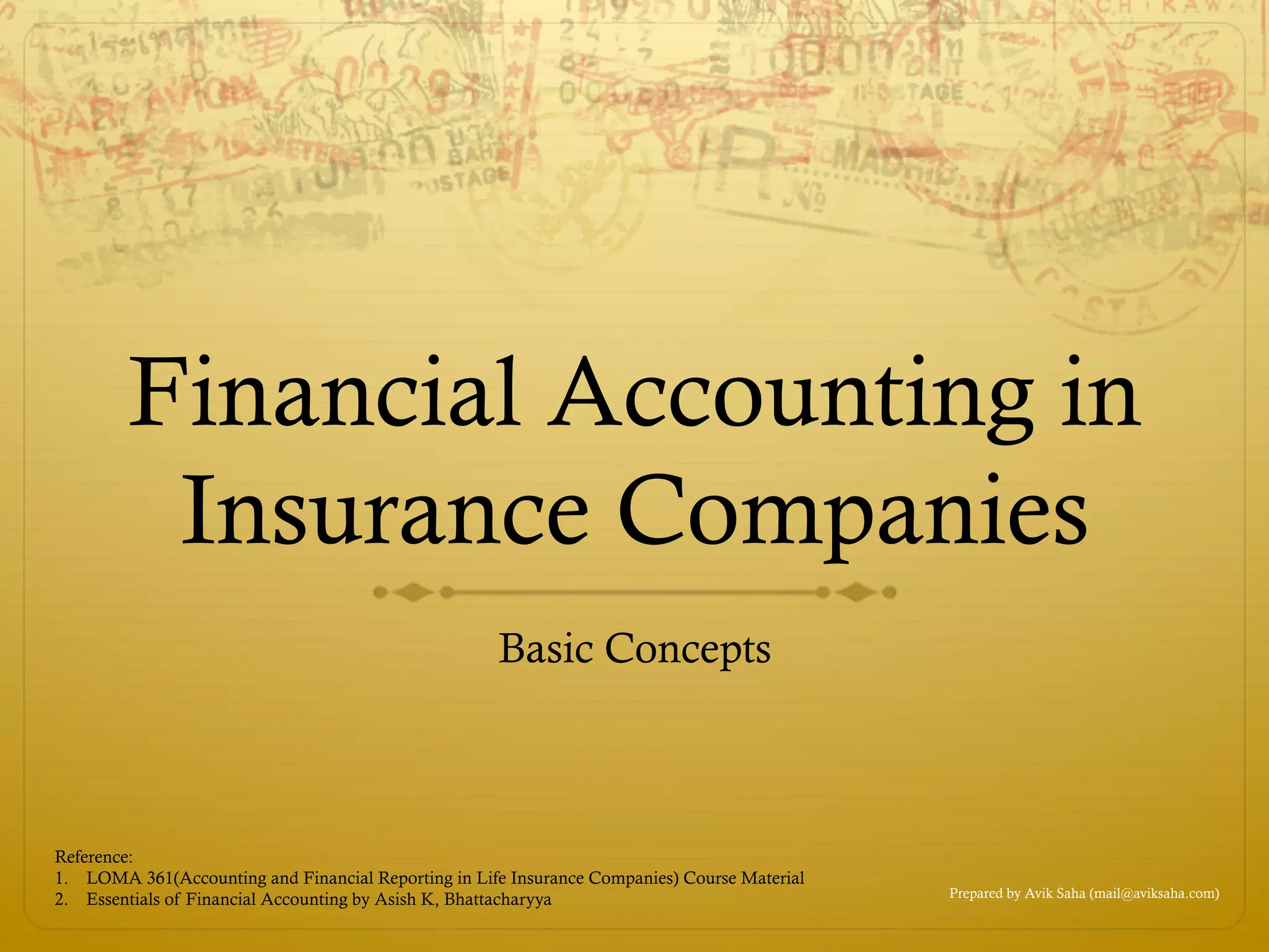 Accounting in insurance companies basic concepts | PDF