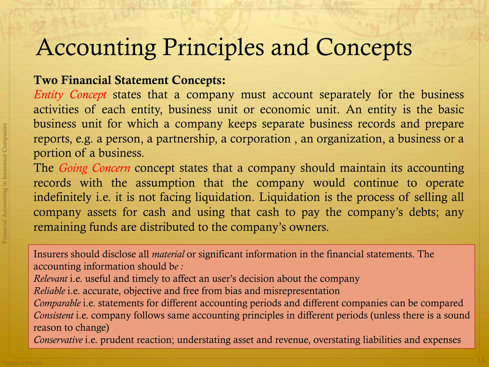 Accounting in insurance companies basic concepts | PDF