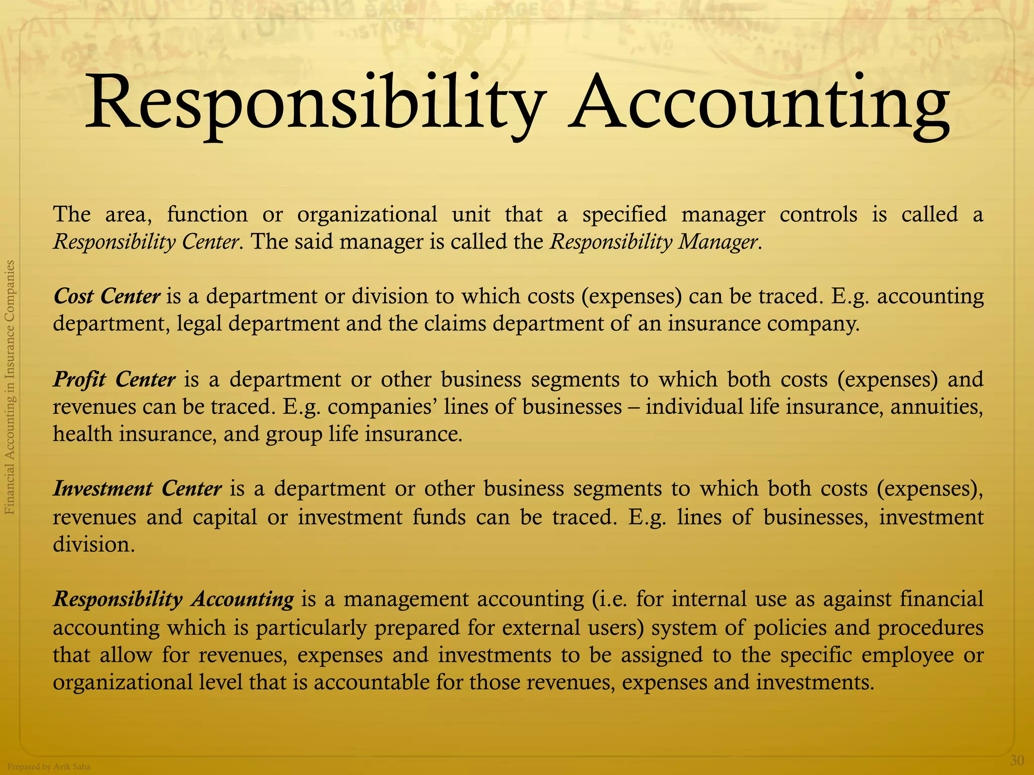 Accounting in insurance companies basic concepts | PDF