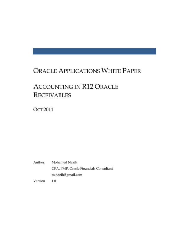 Oracle Receivables R12 | PDF | Business Accounting & Finance | Business