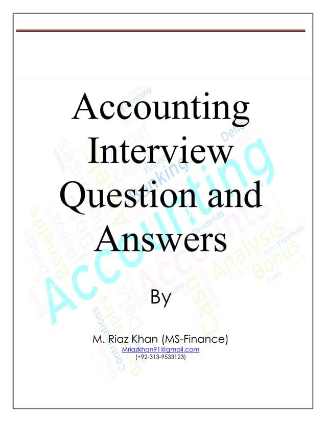 Accounting interview questions and answers by m riaz khan | PDF | Free ...