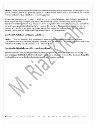 Accounting interview questions and answers by m riaz khan | PDF