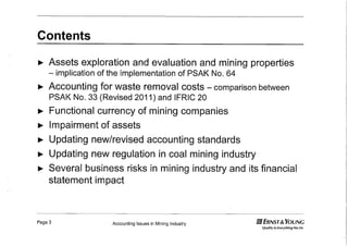 Accounting issues in mining industries ey | PPT