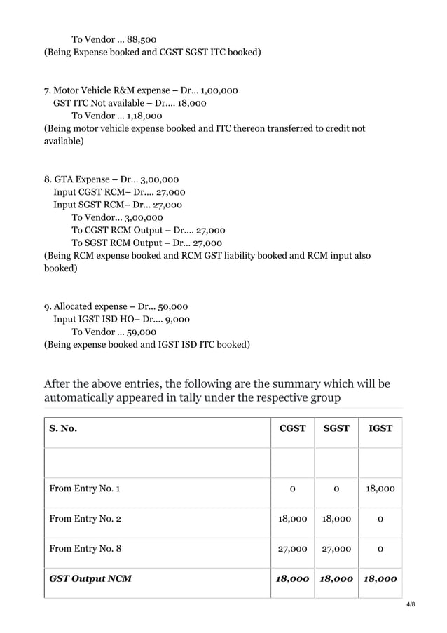 Accounting ledgers and entries in gst | PDF