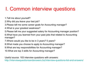 Accounting manager interview questions | DOC