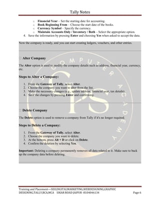 TALLY NOTES for students and get knowlege of Accountibg .pdf