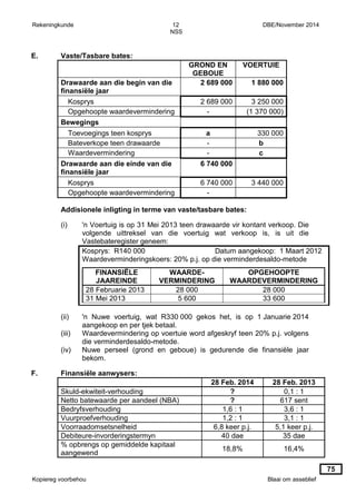 Accounting Exam 2014 Question paper (Afrikaans) | PDF