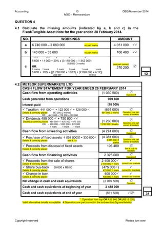 Accounting Grade 12 (past paper 2014) Memorandum | PDF