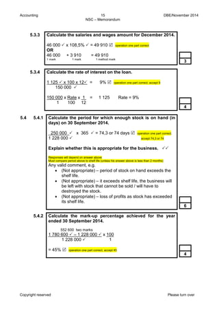 Accounting Grade 12 (past paper 2014) Memorandum | PDF