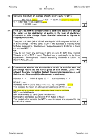 Accounting Grade 12 (past paper 2014) Memorandum | PDF