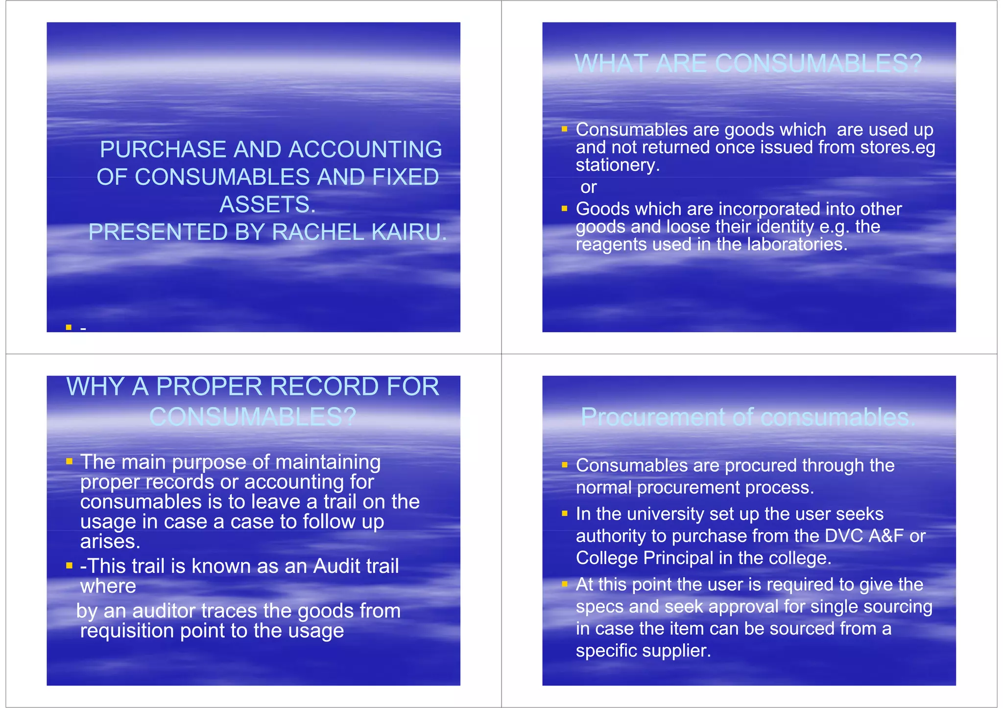 Accounting of consumables and fixed assets | PDF