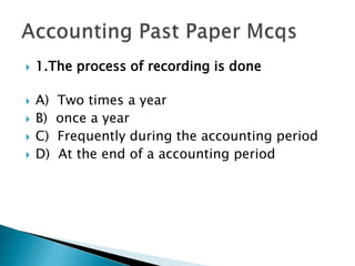 Accounting past paper mcqs PART 2 OF 7 | PPTX