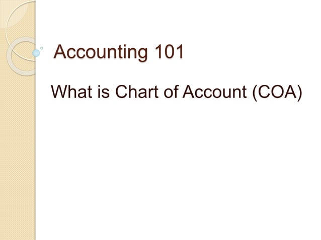 Chart of Account COA in Quick Books | PPT