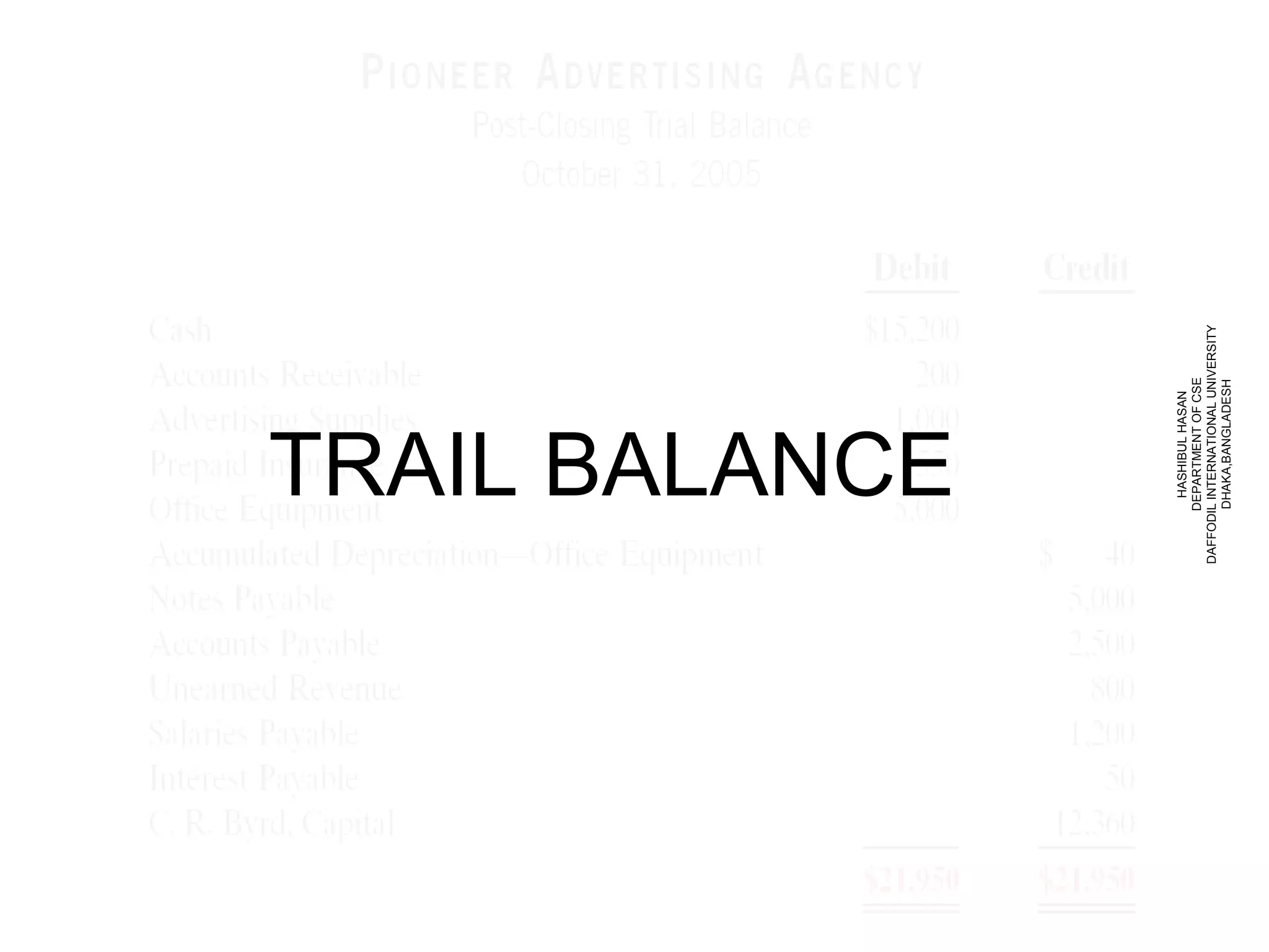 Accounting general ledger and trail balance presentation slide | PPT