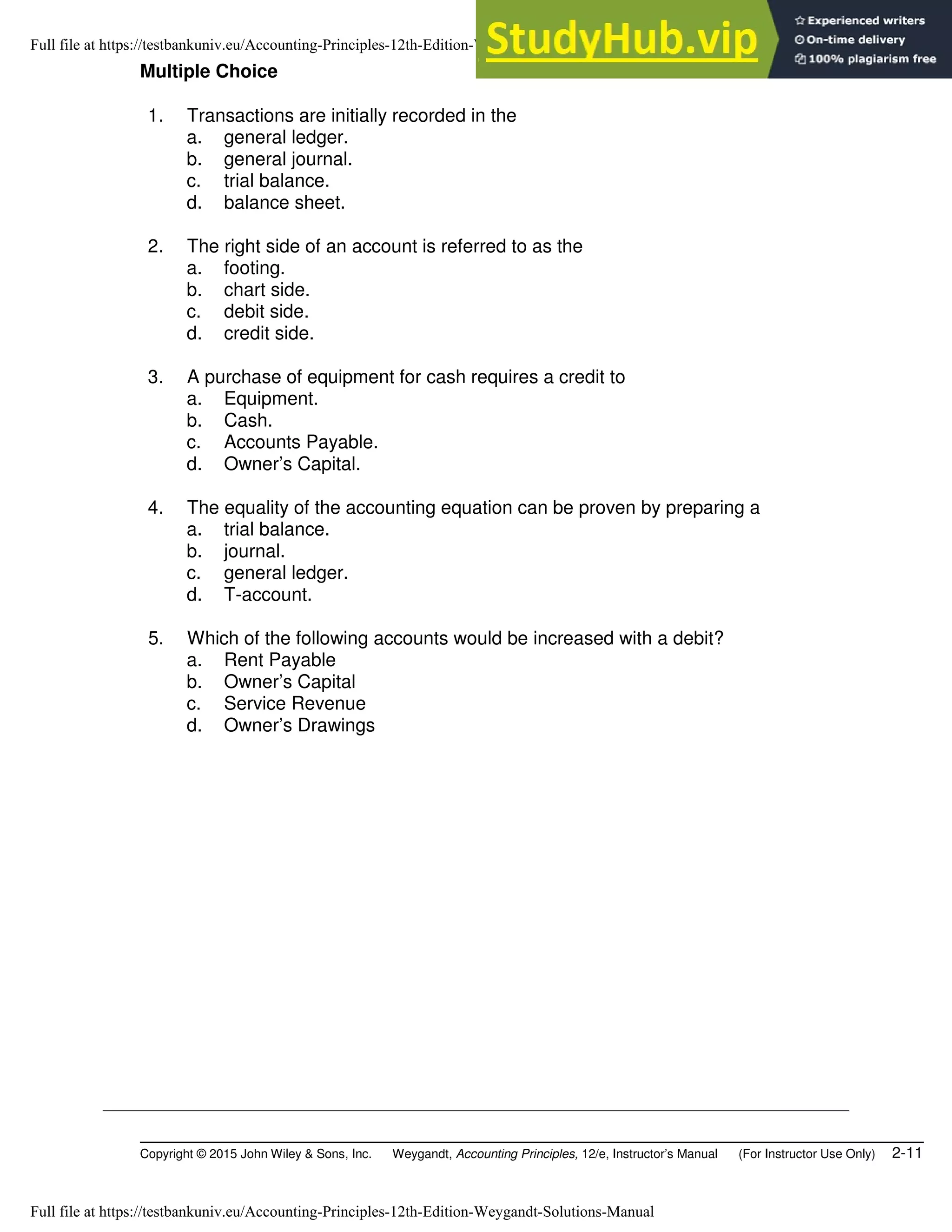 Accounting Principles 12Th Edition Weygandt Solutions Manual | PDF