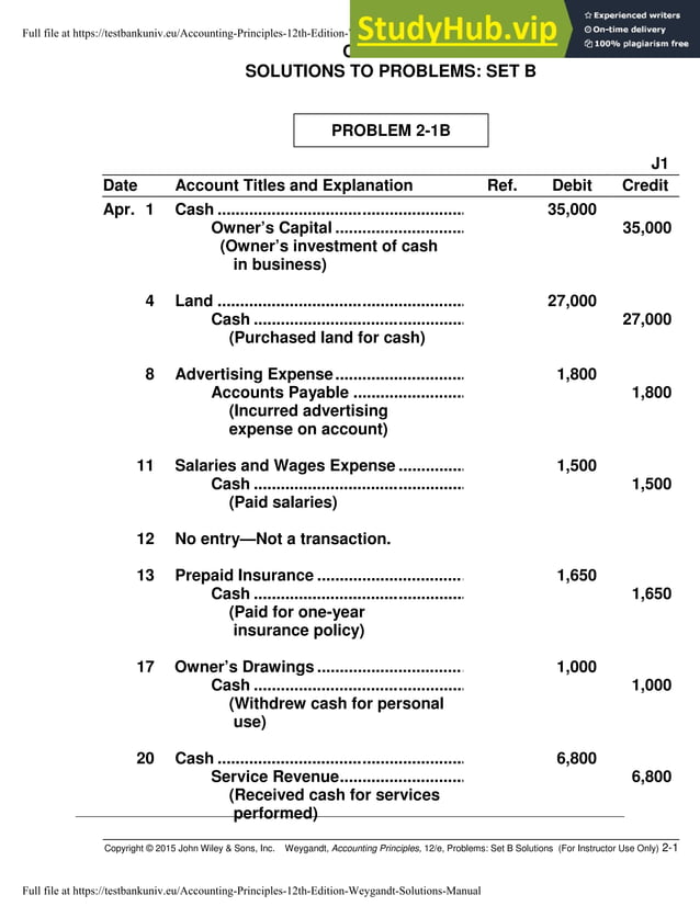 Accounting Principles 12Th Edition Weygandt Solutions Manual | PDF