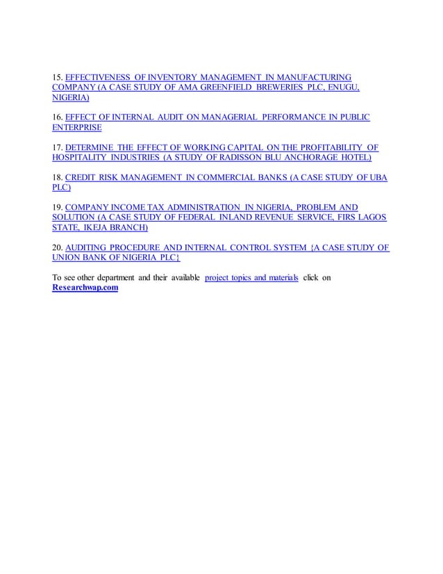 Accounting project topics 1 | DOCX | Business Accounting & Finance ...