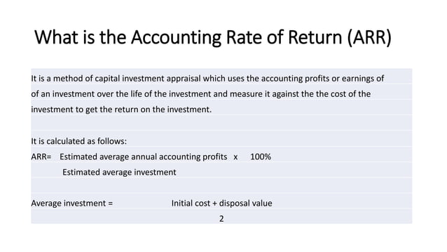 Accounting rate of return (ARR)-ACCA F9 | PPTX