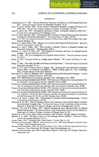 Accounting Recognition And The Determinants Of Pension Asset Allocation Pdf