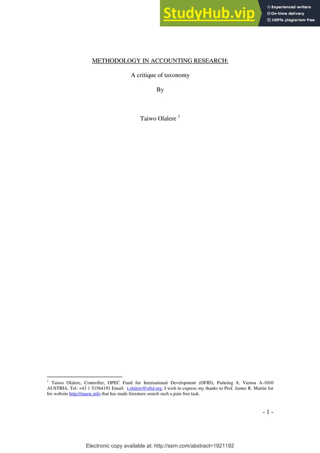 Accounting Research Methods SSRN-Id1921192 | PDF
