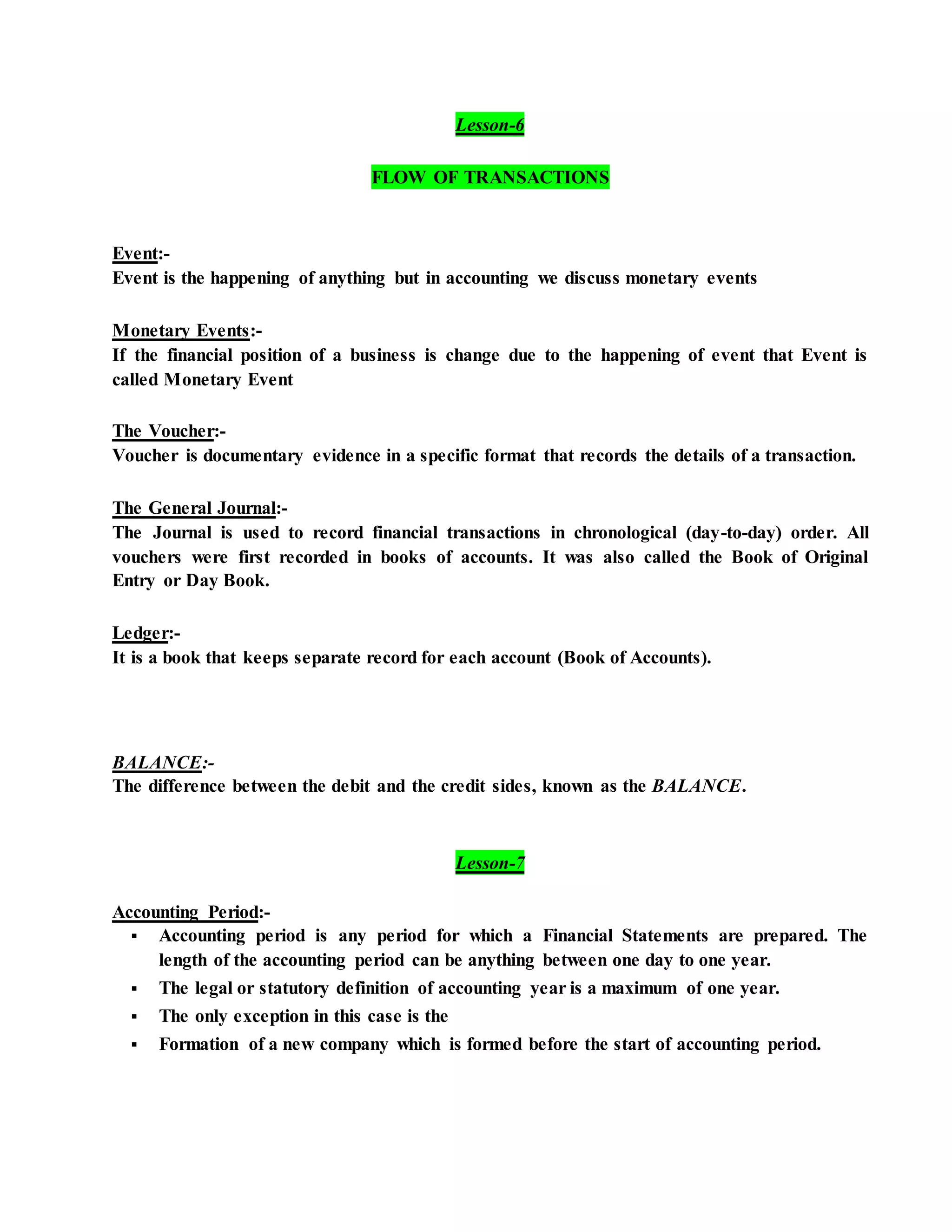 Accounting short notes | DOCX