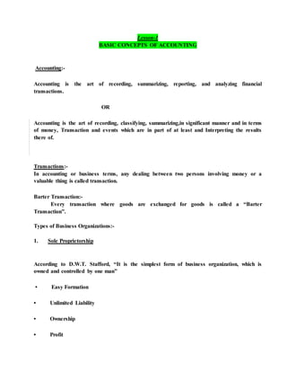 Accounting short notes | DOCX