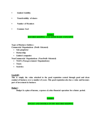 Accounting short notes | DOCX