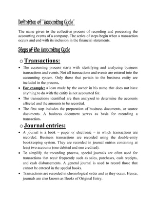 Accounting steps of accounting cycle | DOCX | Business Accounting ...
