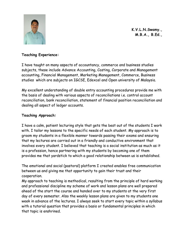 Accounting teaching experience | PDF