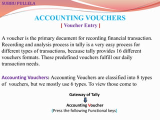Accounting vouchesrs in Tally | PPSX