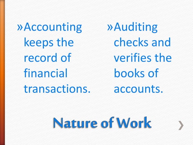 Accounting vs Auditing by jenrap14 | PPTX | Business Accounting ...