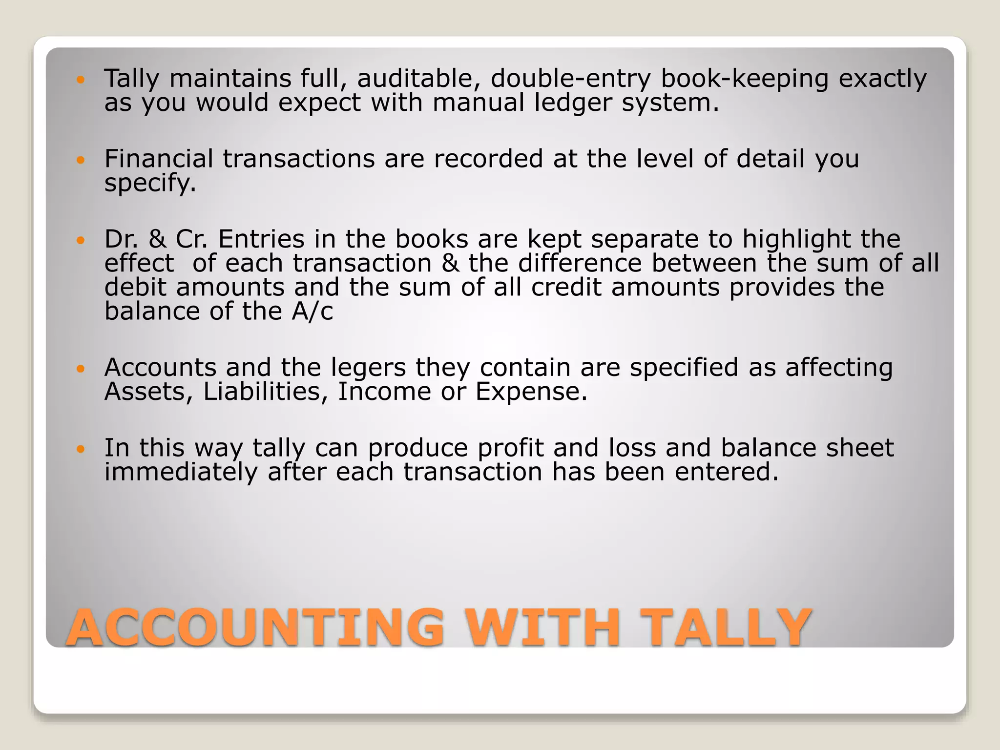 Accounting with tally | PPTX