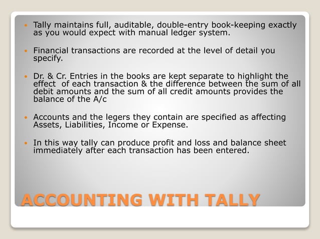 Accounting with tally | PPTX | Business Accounting & Finance | Business