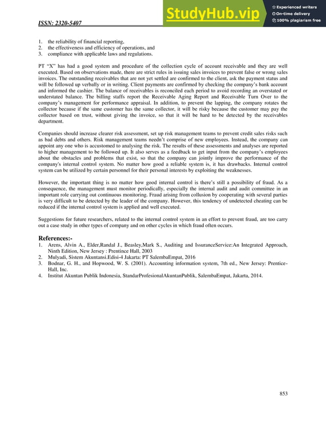 ACCOUNT RECEIVABLE FRAUD THE ROLE OFINTERNAL CONTROL SYSTEM. | PDF ...