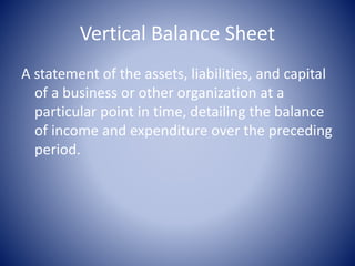 Vertical Form of Balance sheet and Income Statement | PPTX